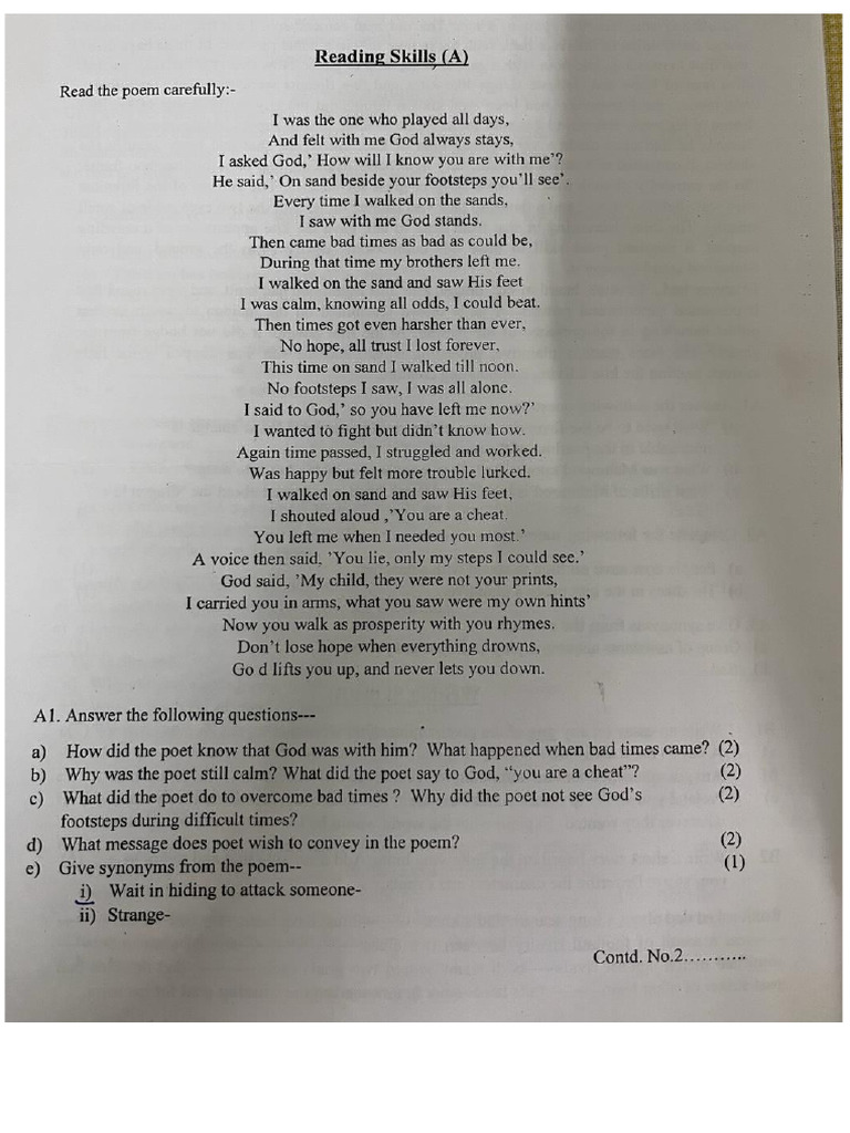 English Practice Sheet Class 6 | PDF