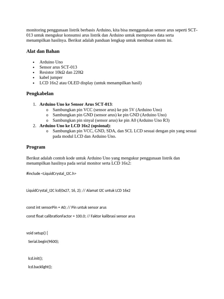 Monitoring Penggunaan Listrik Berbasis Arduino Pdf