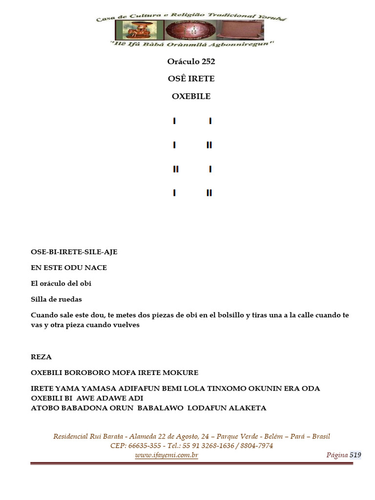 Oraculo Sagrado Ose Irete 1766-1774 | PDF