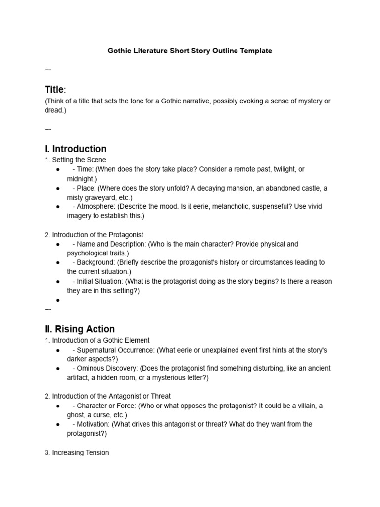 Gothic Short Story Outline Template | PDF