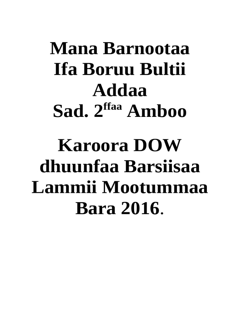 Karoora DWO Dhuunfaa | PDF