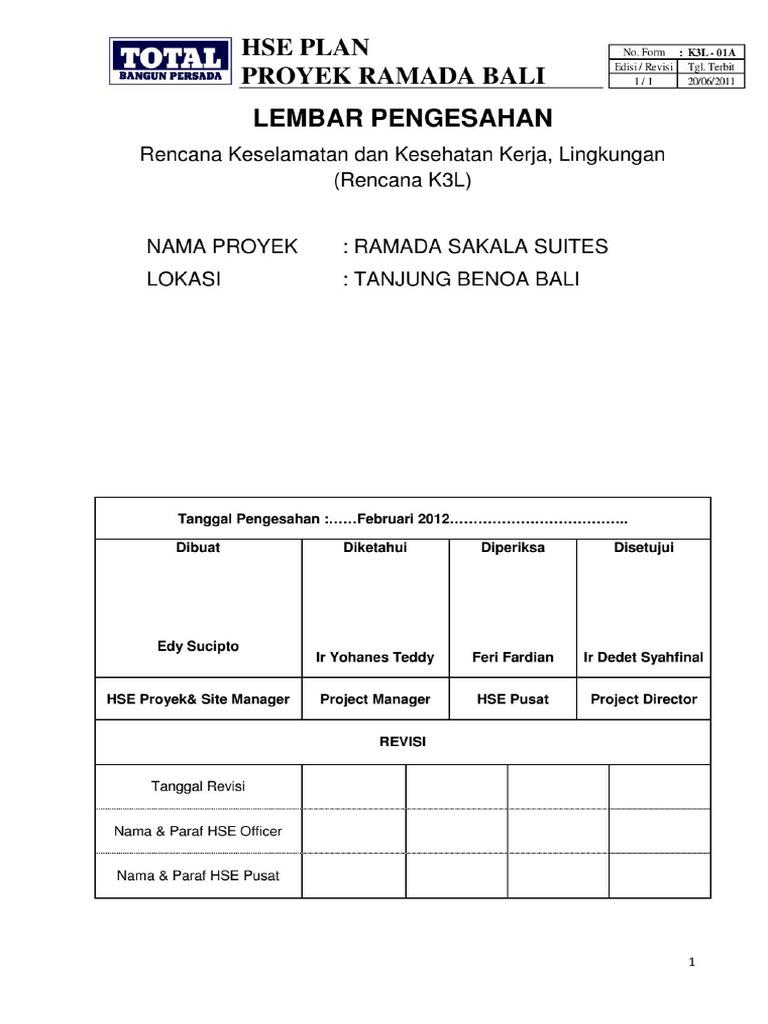 Contoh HSE Plan Kontruksi | PDF
