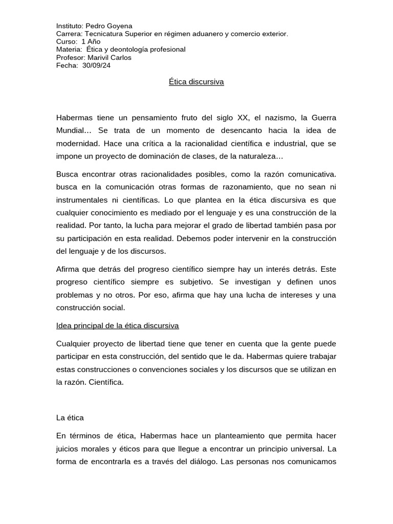 Ética Discursiva | PDF