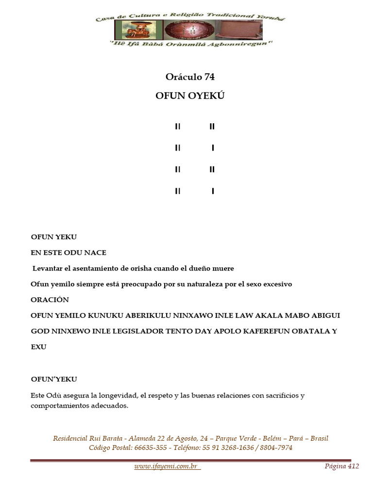 Oraculo Sagrado Ofun Oyeky 1818-1824 | PDF