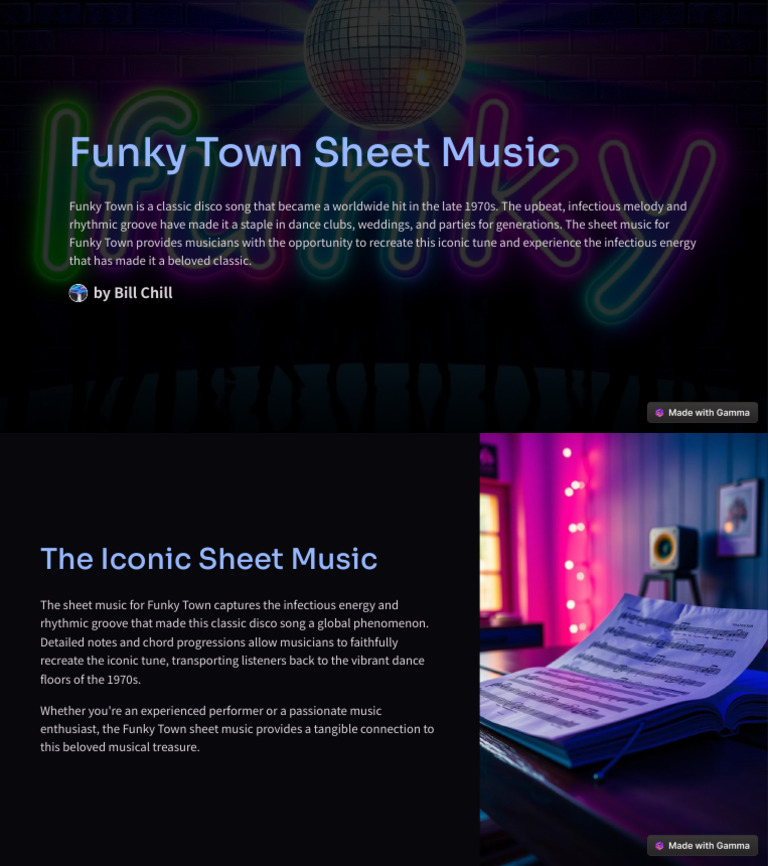 Funky Town Sheet Music | PDF