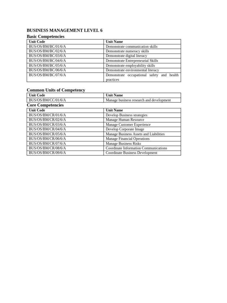 Business Management Level 6 | PDF