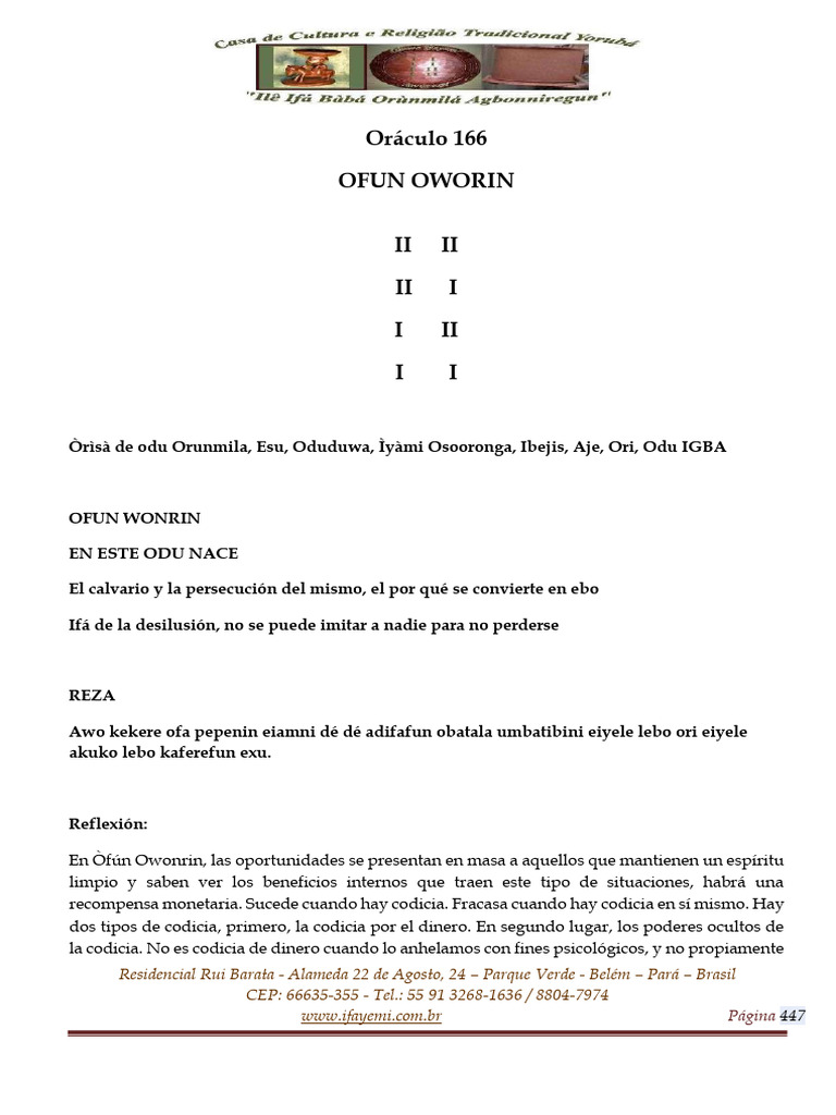 Oraculo Sagrado Ofun Oworin - 1853 - 1869 | PDF