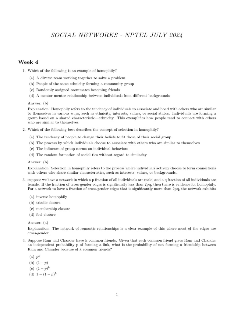 Soc - Net - Week 4 | PDF | Social Network | Social Psychology