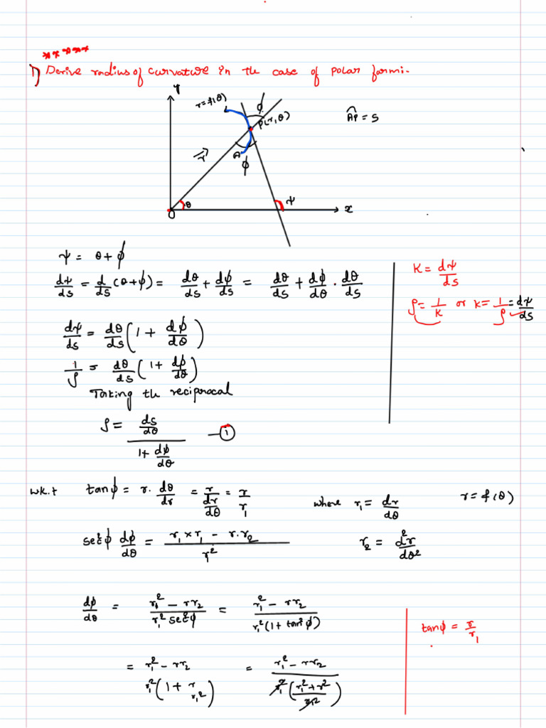 Module-1-Derivations On Radius of Curvature | PDF