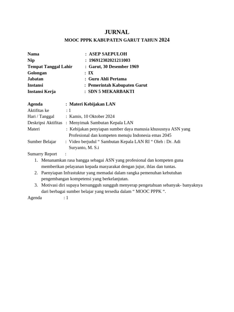 Jurnal PPPK 2024 | PDF