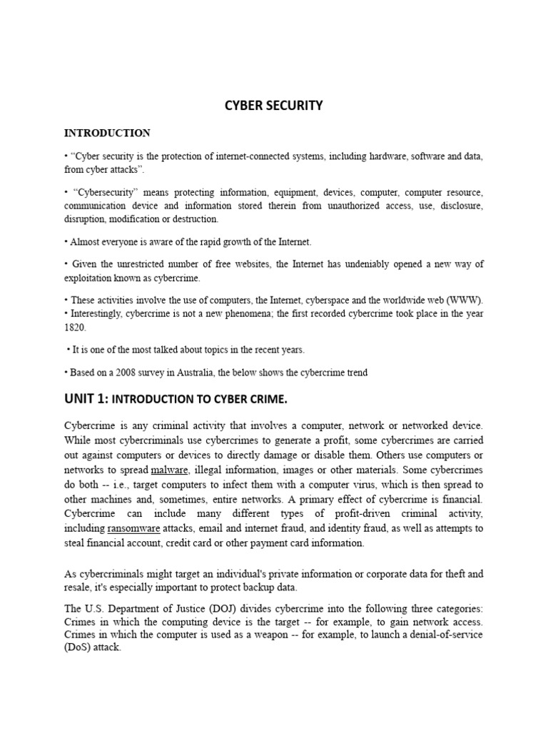 Cyber Security: Introduction To Cyber Crime | PDF