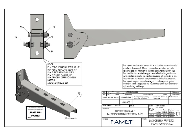 Soporte Graduable Tipo Ménsula | PDF | Tornillo | Arandela (Hardware)