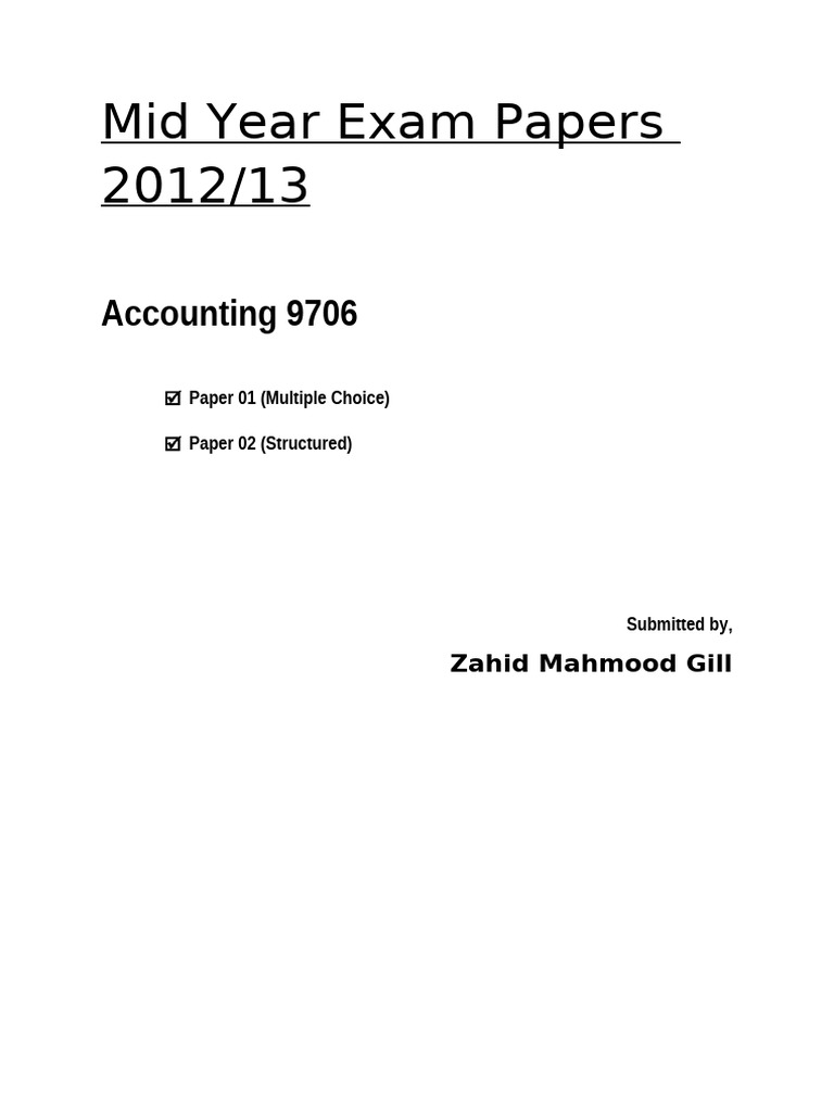 Accounting Exam Papers 2012/13 | PDF | Finance & Money Management