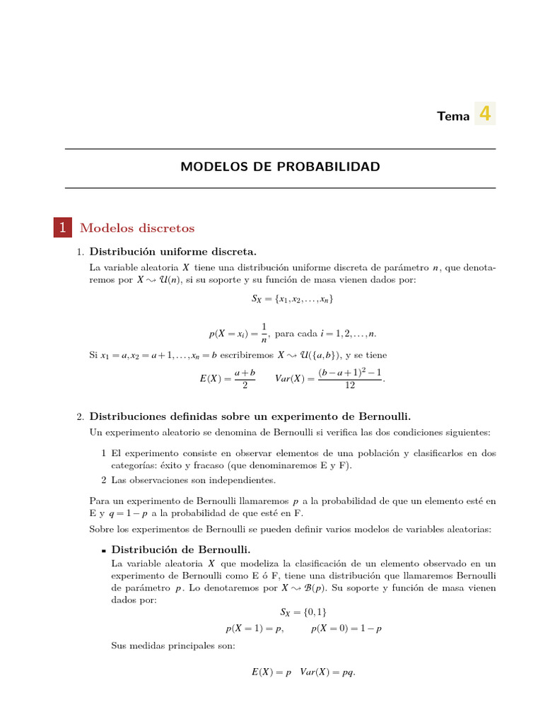 T4 - Modelos de Probabilidad | PDF