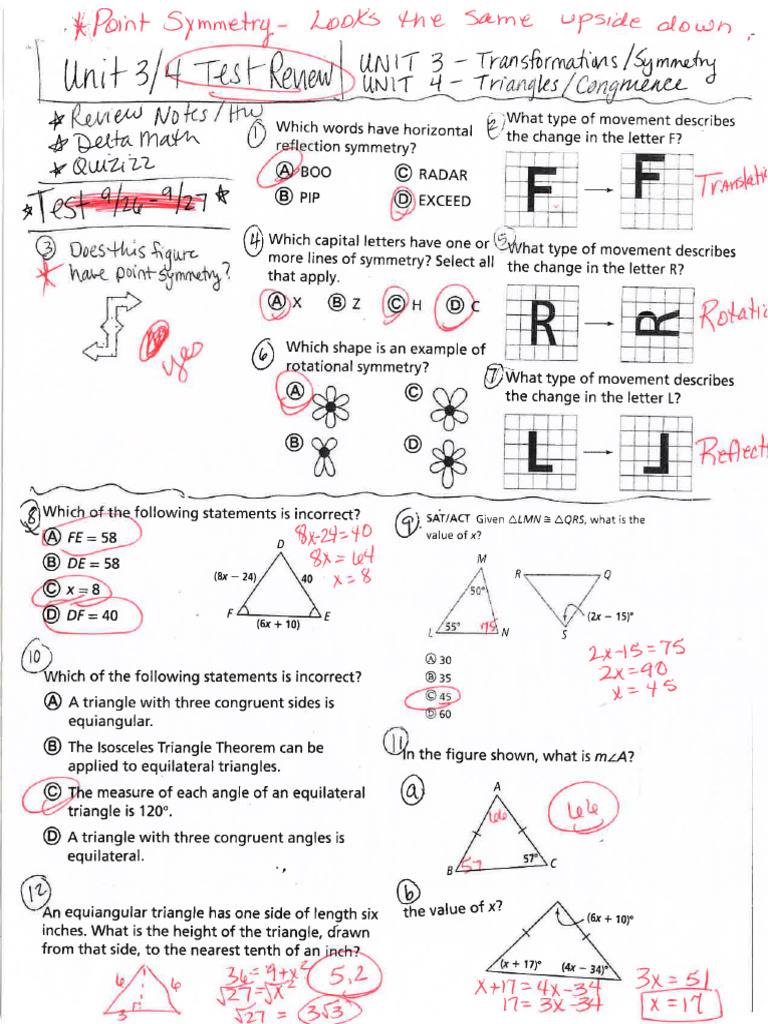Topic 3 and 4 Review KEY GEOM | PDF