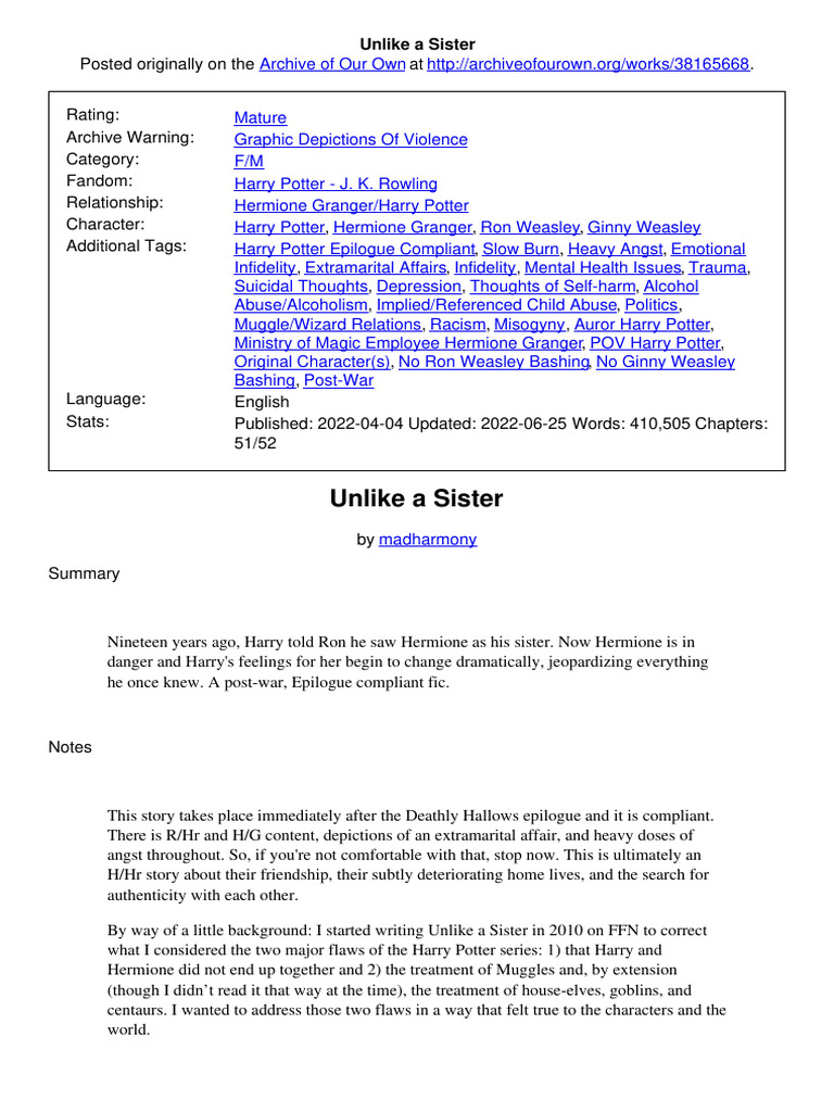Unlike a Sister | PDF