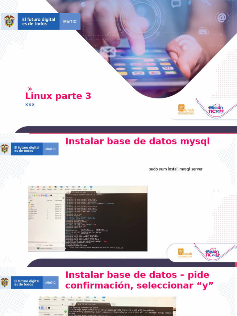Presentacion Linux - Parte 3 - 2 Instalar Base de Datos | PDF | Mi sql | Informática