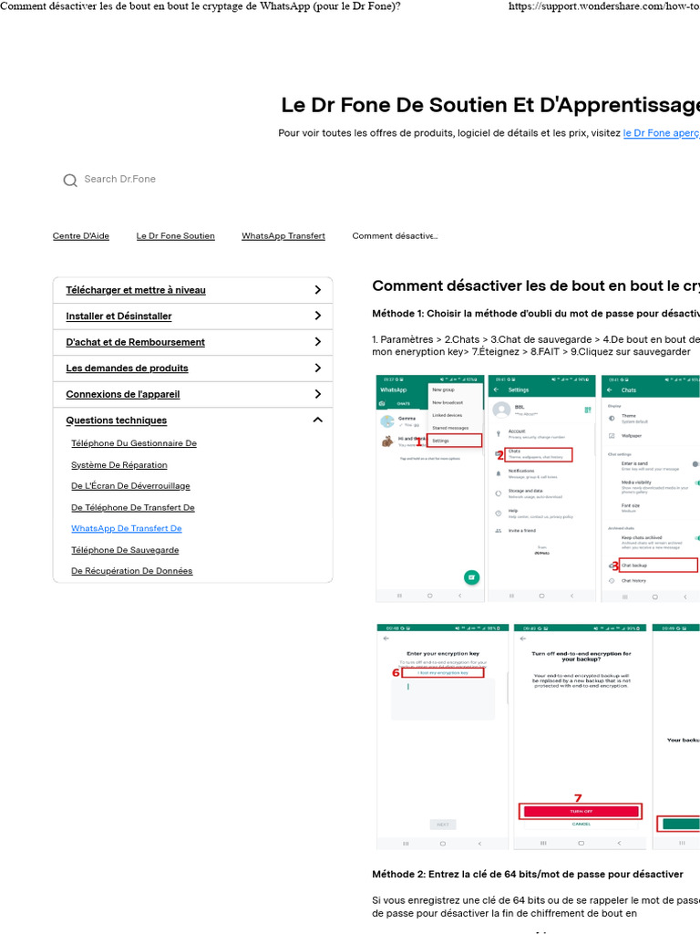 Comment Désactiver Les de Bout en Bout Le Cryptage de WhatsApp (Pour Le DR Fone) | PDF