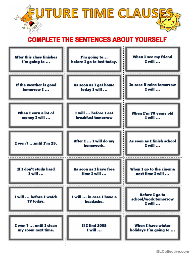 Future Time Clauses - Cards | PDF