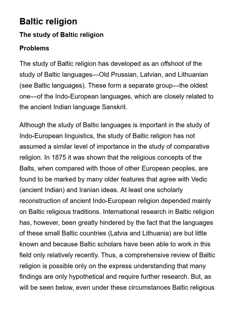Baltic Religion - Britannica Online Encyclopedia | PDF