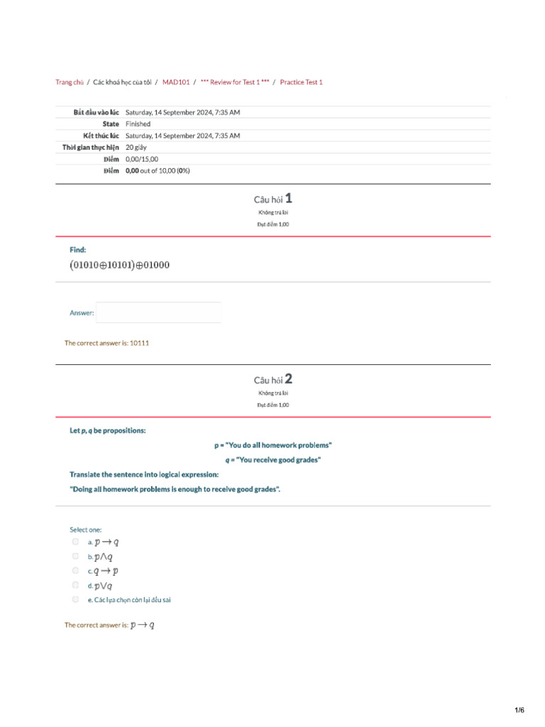 Practice Test 1 MAD101 | PDF