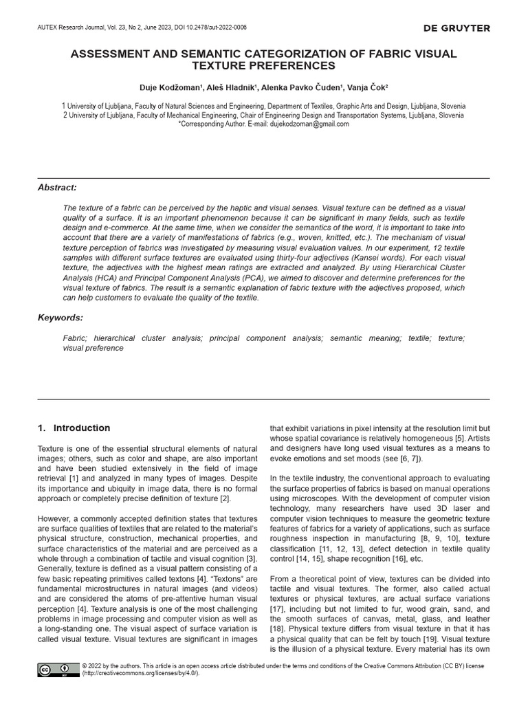 Assessment - and - Semantic - Categorization - of - Fabric - V | PDF