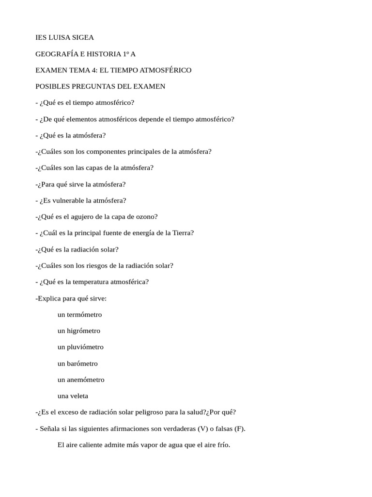 Posibles Preguntas de Examen Tema 4 | PDF