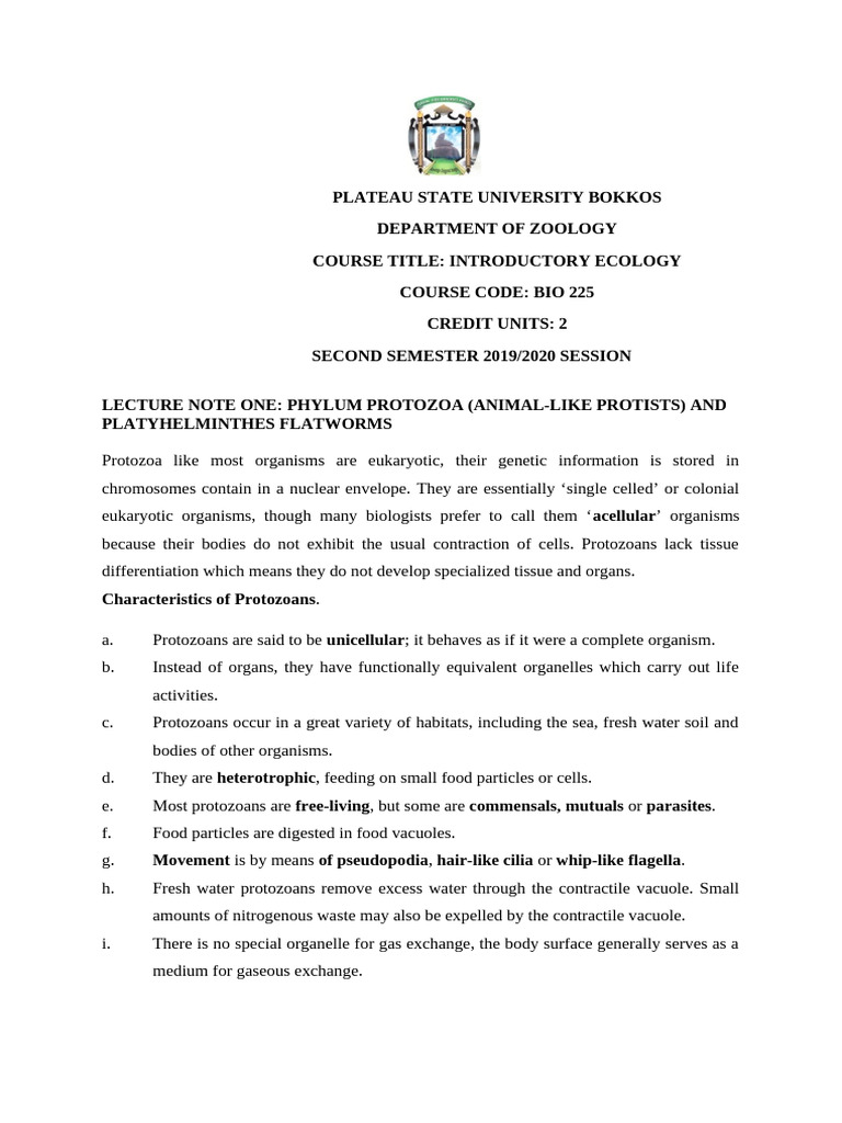 ZOO 121 lecture note one | PDF