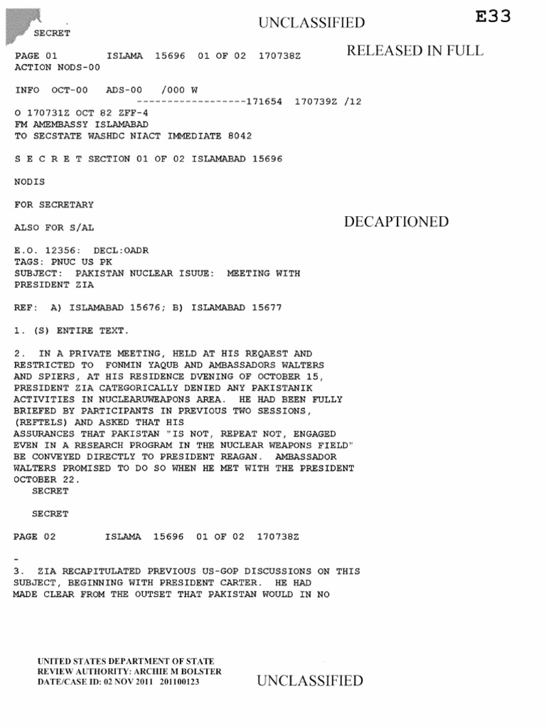 Unclassified Released in Full | PDF