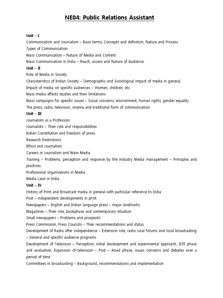 NE04 Public Relations Assistant | PDF