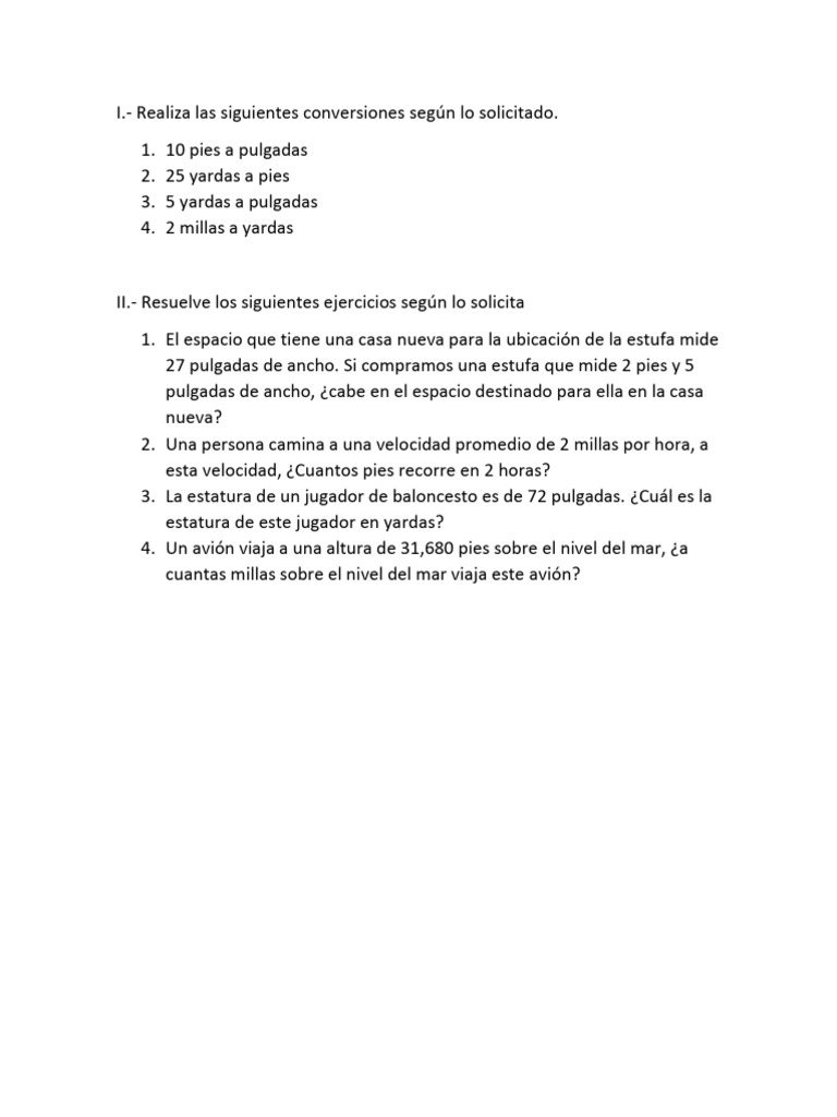 Ejercicios Conversiones | PDF