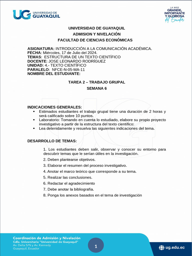 Tarea-U4-Clase 2-S6 (Estudiante) | PDF