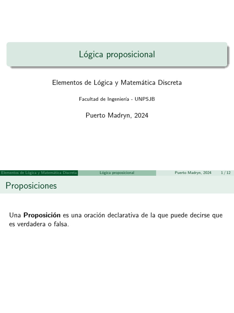 Clase (2024) Logica Proposicional | PDF