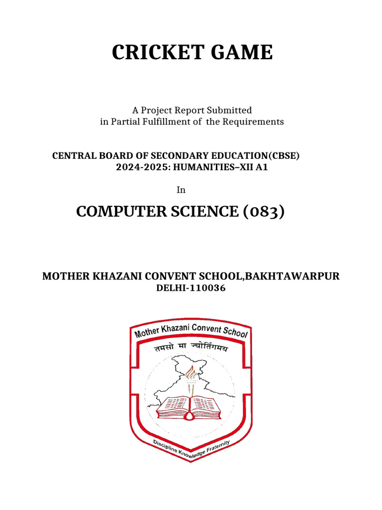 Cricket Game-Report 4.0 | PDF