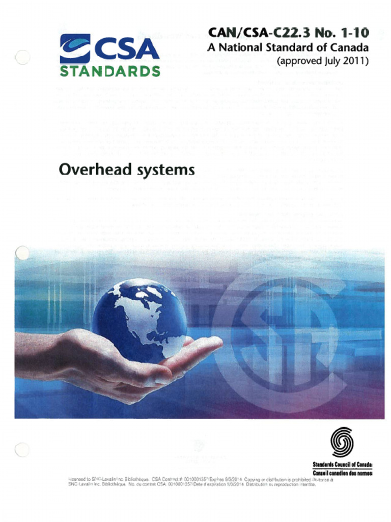 CSA C22.3 No.1-10 Overhead Systems | PDF