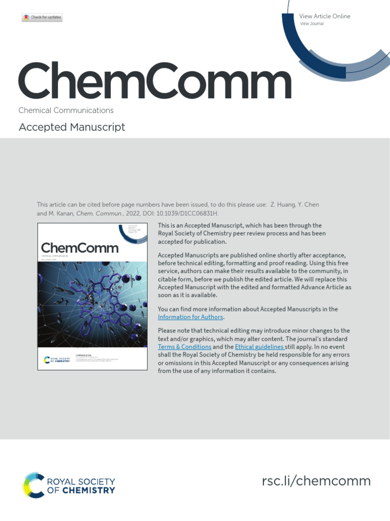 2022 Chem Commun | PDF | Chemical Reactions | Alkene