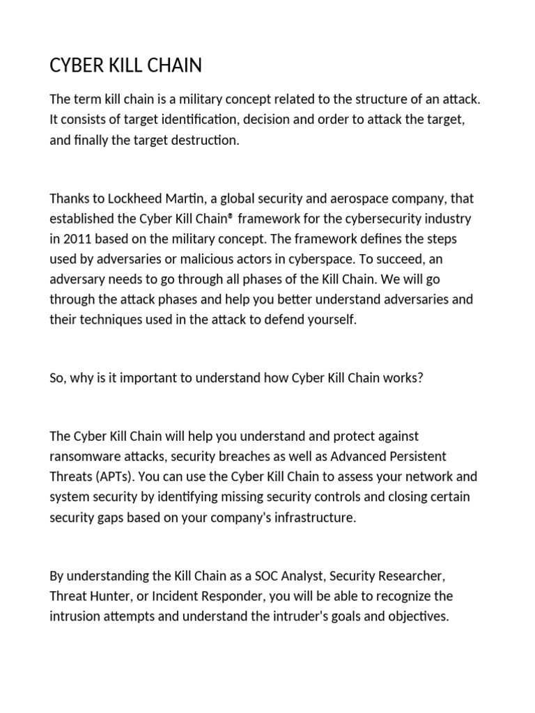 Cyber Kill Chain | PDF