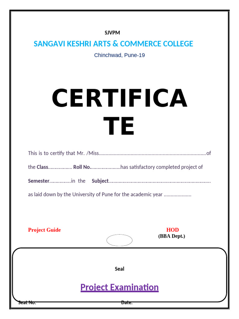Certificate Project | PDF