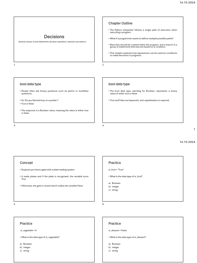 CH 5 - Eng - Decisions | PDF | Boolean Data Type | Computer Programming
