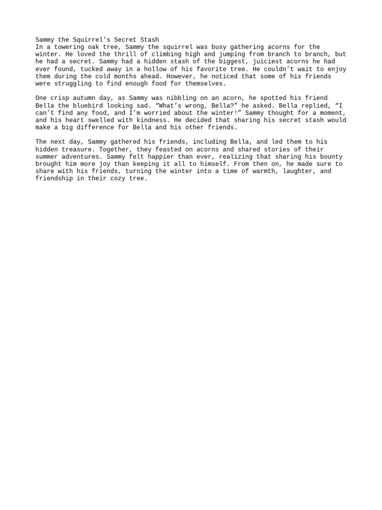 Sammy The Squirrel's Secret Stash | PDF