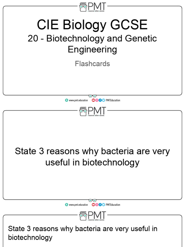 Flashcards - Topic 20 Biotechnology and Genetic Engineering - CIE ...