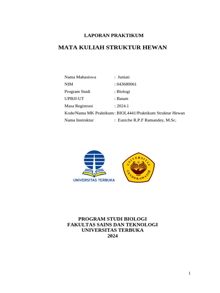 LAPORAN AKHIR PRAKTIKUM STRUKTUR HEWAN_JUNIATI | PDF