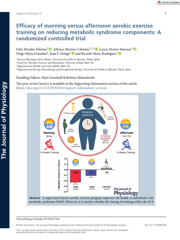 The Journal Of Physiology 2023 Morales‐palomo Efficacy Of Morning