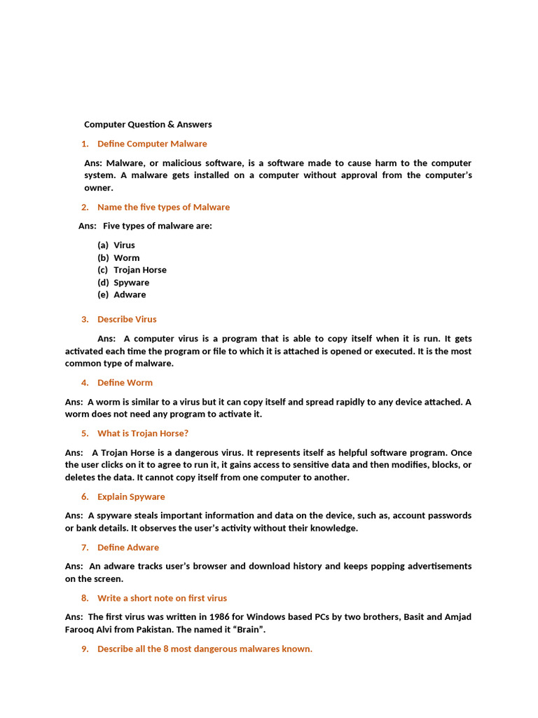 Computer Question | PDF