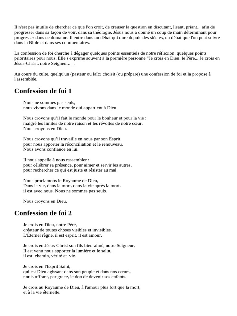 18 Confessions de Foi | PDF