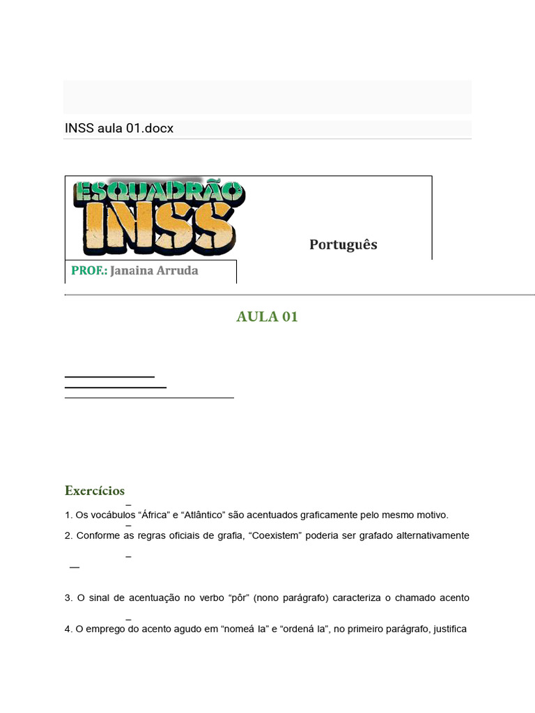 Questões Aula1 PtJanaínaEstratégia | PDF