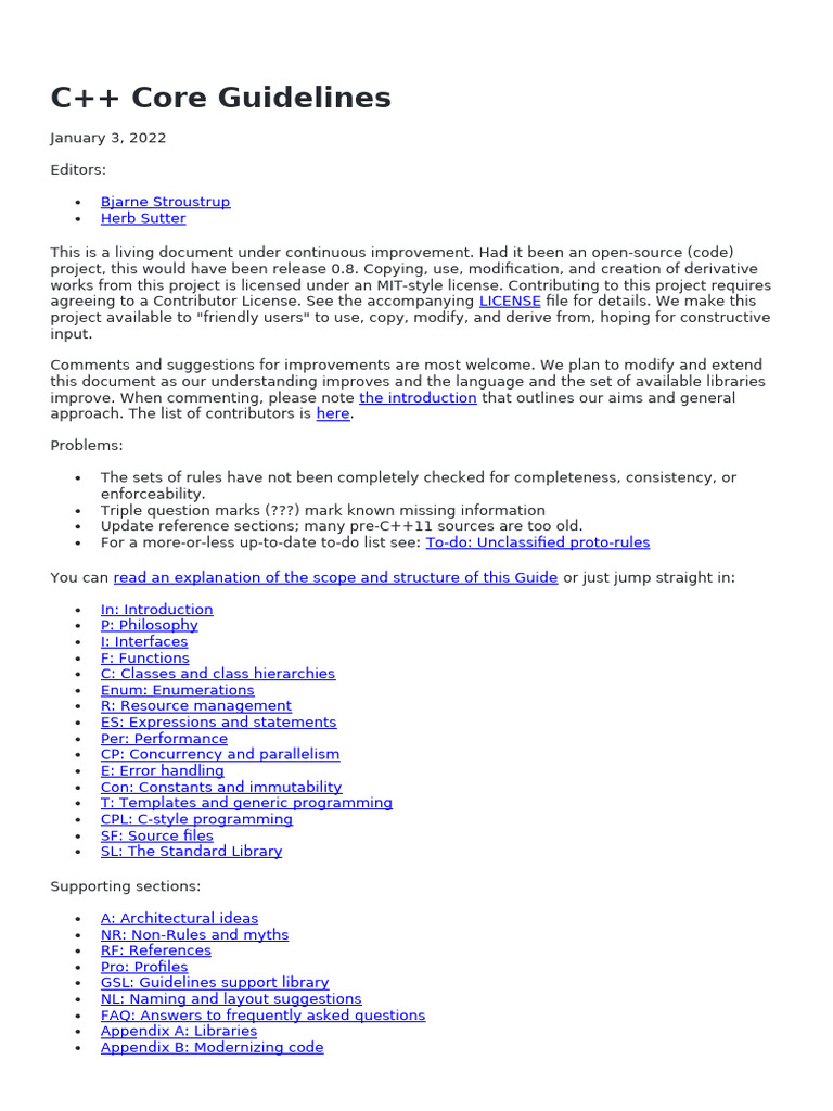 C++ Core Guidelines | PDF