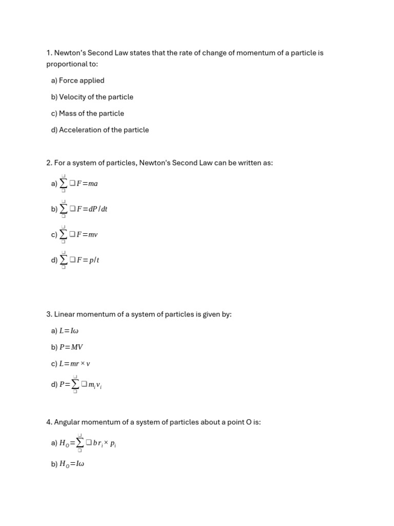MCQ | PDF | Force | Momentum