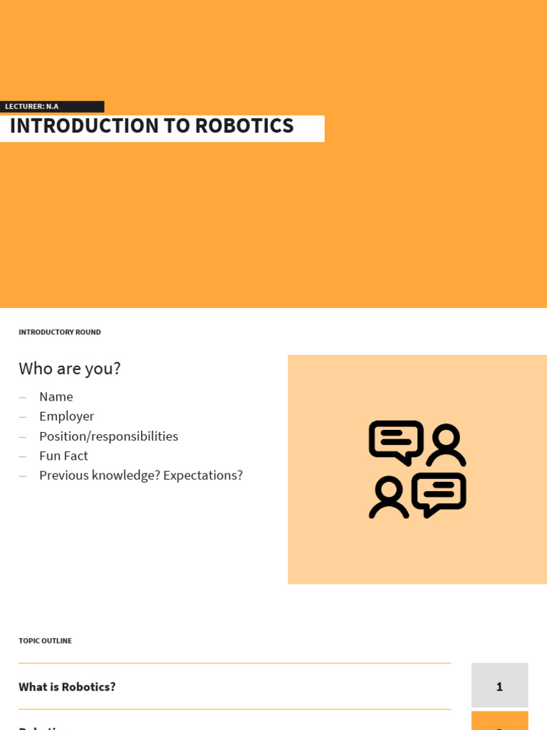 DLBROIR01 - E - Introduction To Robotics Session 1 | PDF
