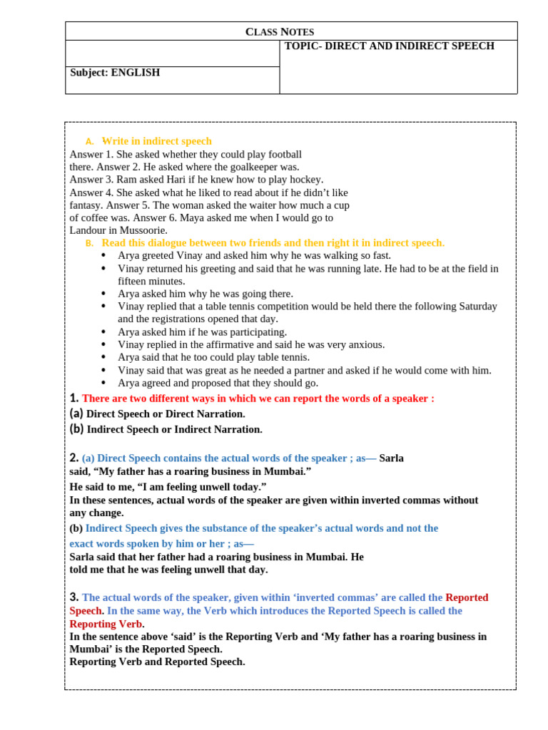 Direct Indirect ENGLISH | PDF